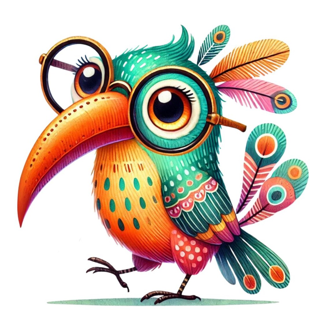 28 Whimsical Birds Clipart, Quirky Birds Clip Art, Bird Graphics PNG ...