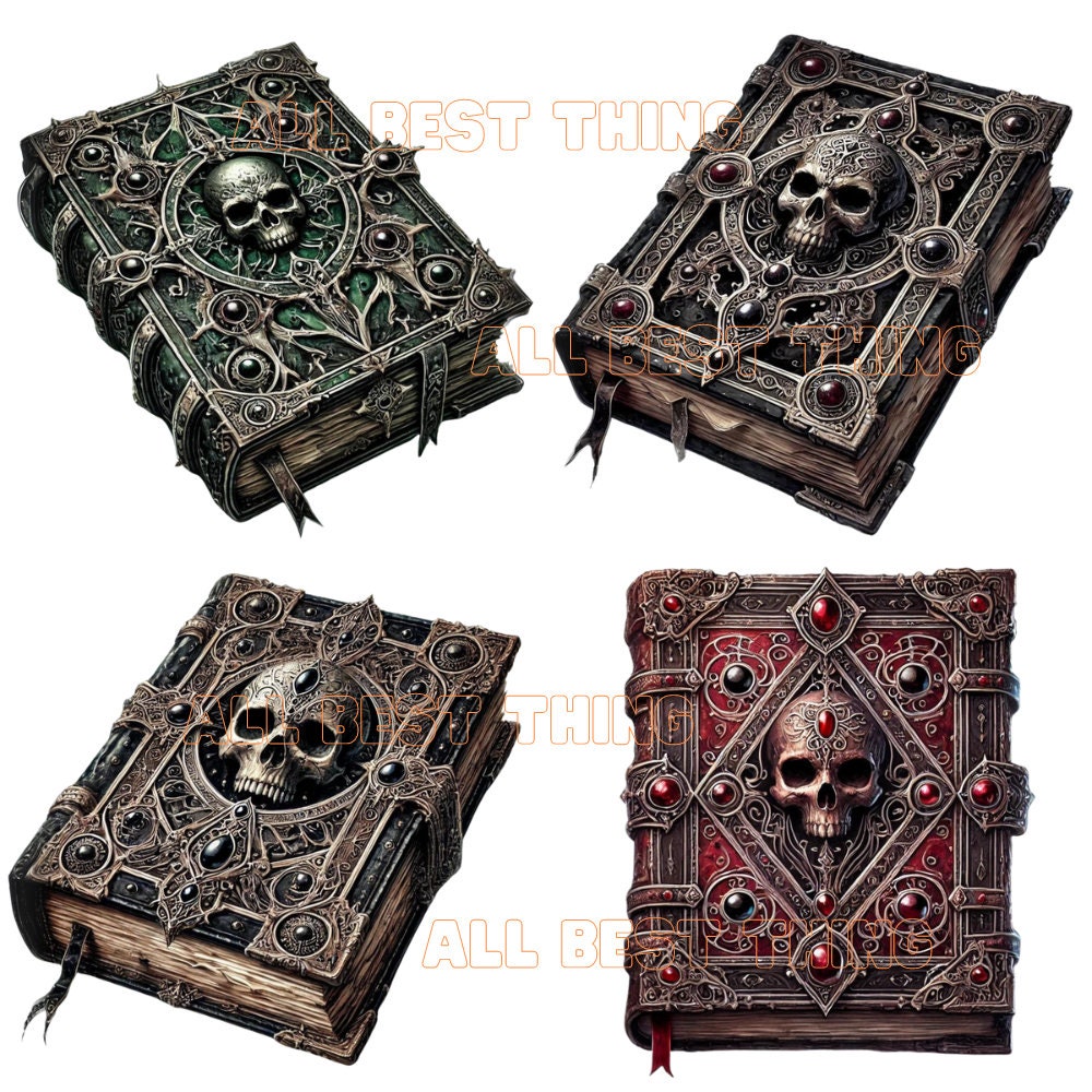 28 Watercolor Gothic Books Clipart PNG Bundle, Gothic Book Clipart Set ...