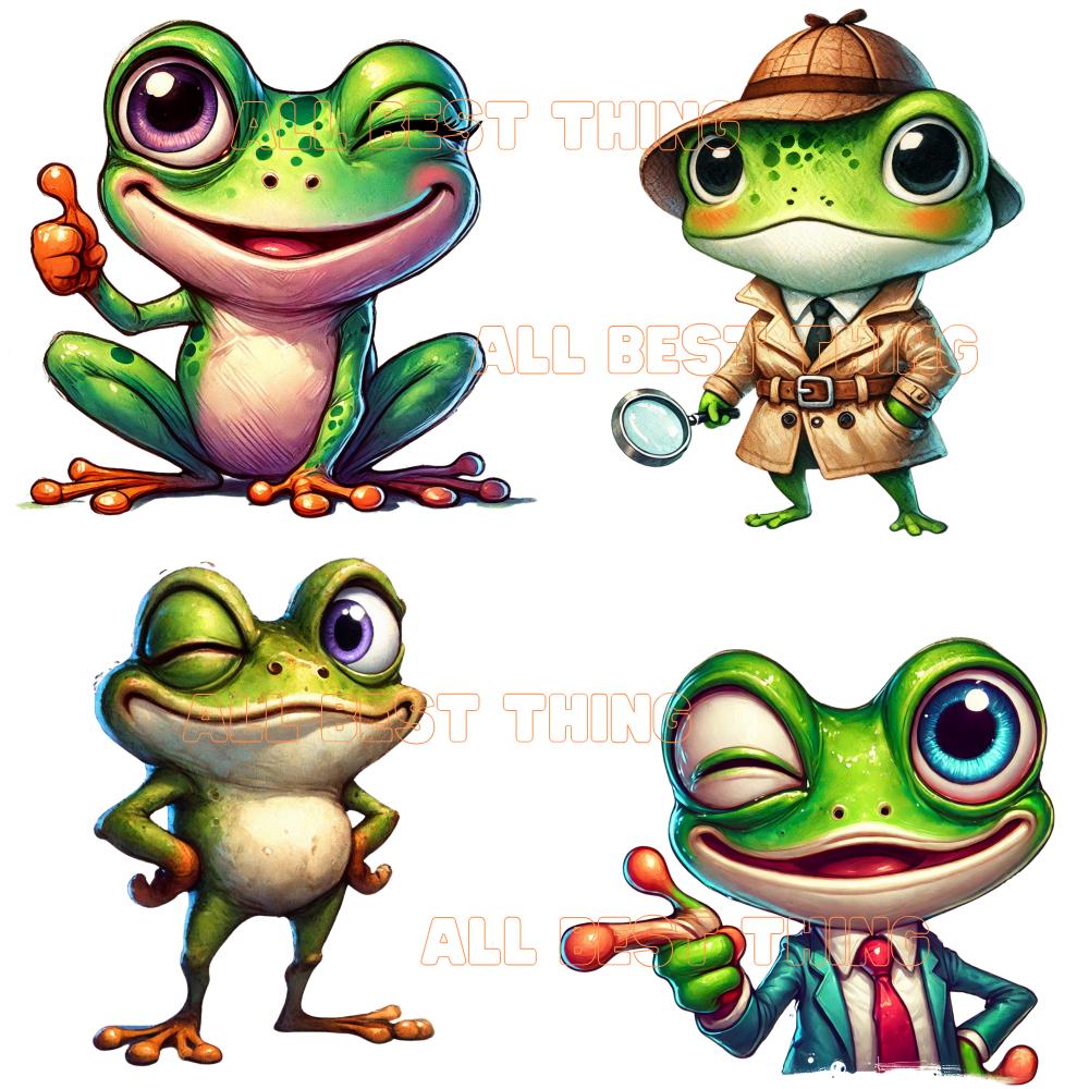 28 Quirky Frog Clipart Whimsical Funny Frog PNG, Frazzled Frog Clip Art ...
