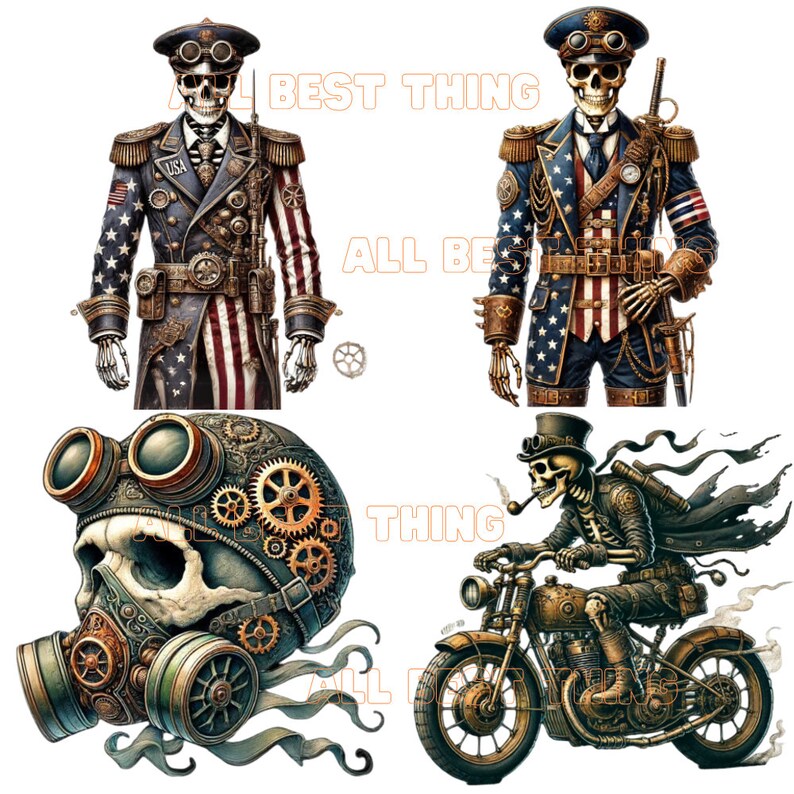 36 Steampunk Skull Steampunk Elements, Antique Illustrations of Human ...