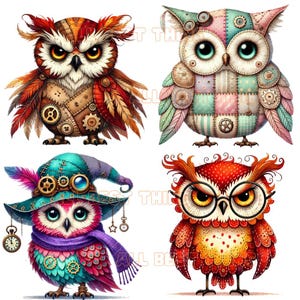 28 Whimsical Owl Clipart PNG, Quirky Birds Clip Art, Owl Graphics, Bird ...