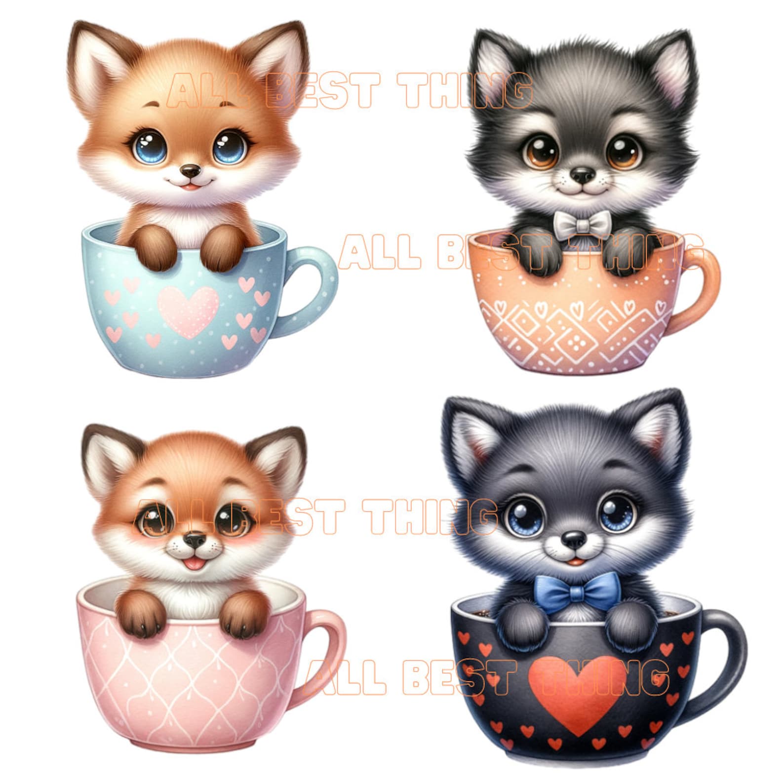 24 Cute Fox in Cup Watercolor Clipart, Fox PNG, Fox Dog Clipart, Fox ...