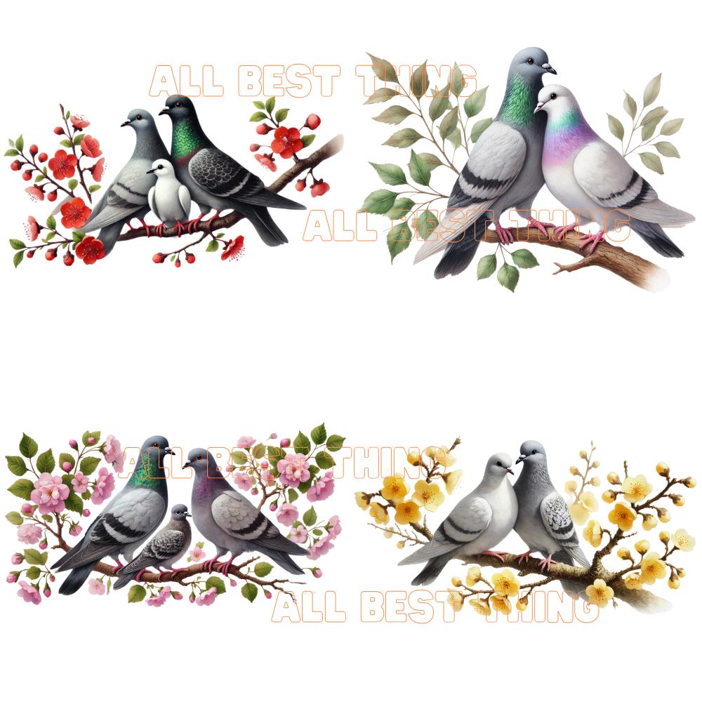 Watercolor Pigeon Clipart Set: Street Birds PNG Images (commercial Use ...