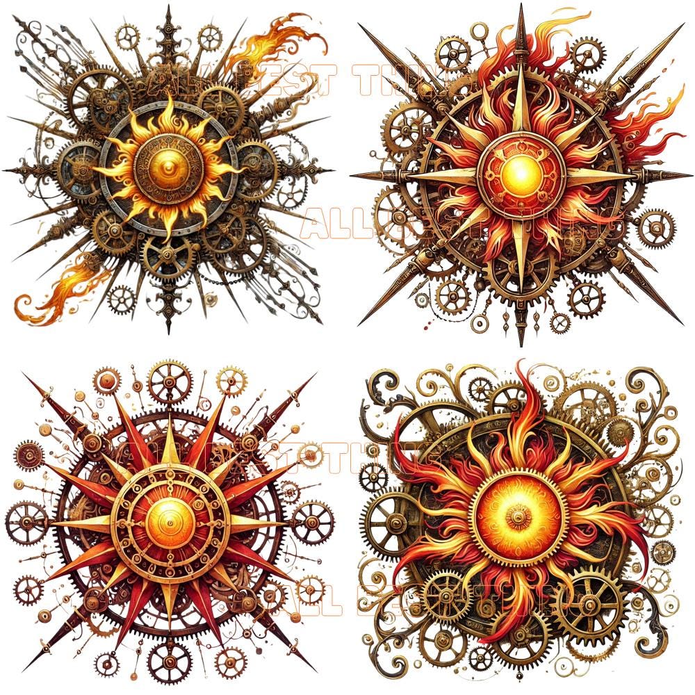 28 Watercolor Steampunk PNG Clipart Sky Steampunk Celestial Clipart ...