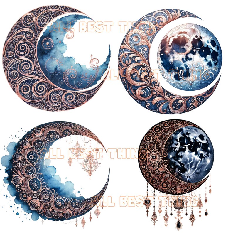 28 Celestial Mystical Filigree Moon PNG Clipart, Fantasy, Magical ...