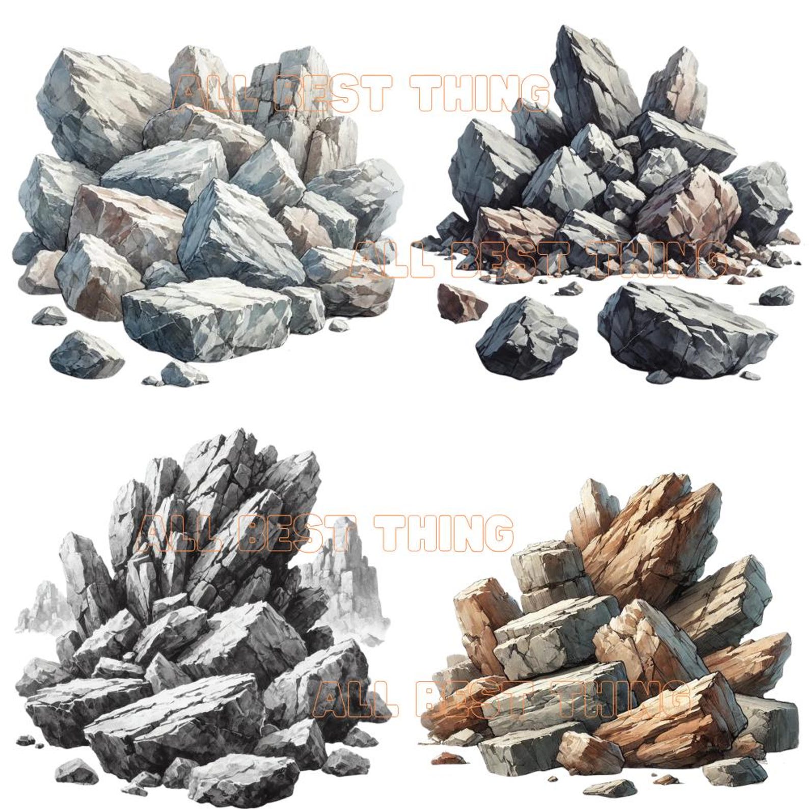 28 Rocks Clipart PNG, Rock Stone Clipart PNG, Printable Watercolor ...
