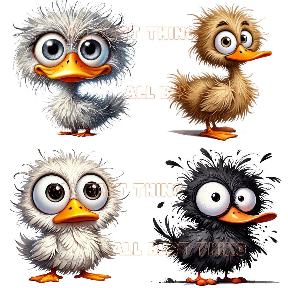 28 Quirky Duck Clipart PNG, Funny Farm Animal Clipart, Printable ...