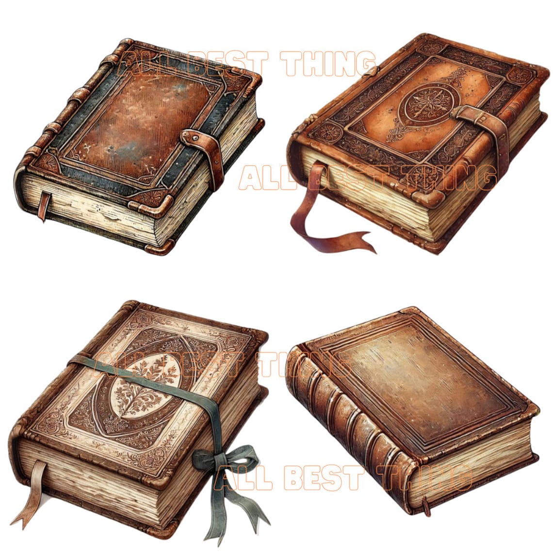 28 Old Book Clipart PNG, Vintage Book Clipart, Printable Watercolor ...