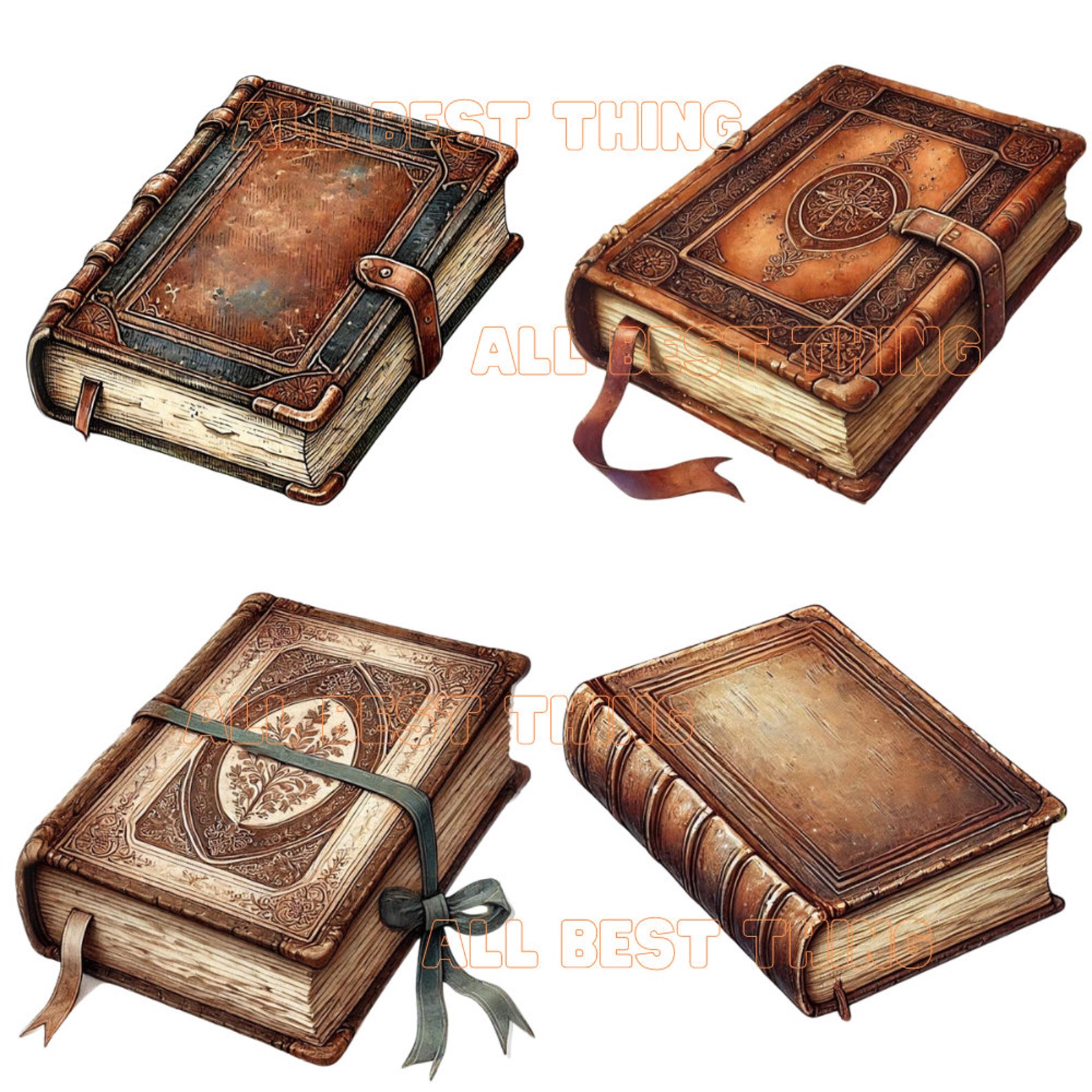 28 Old Book Clipart PNG, Vintage Book Clipart, Printable Watercolor ...
