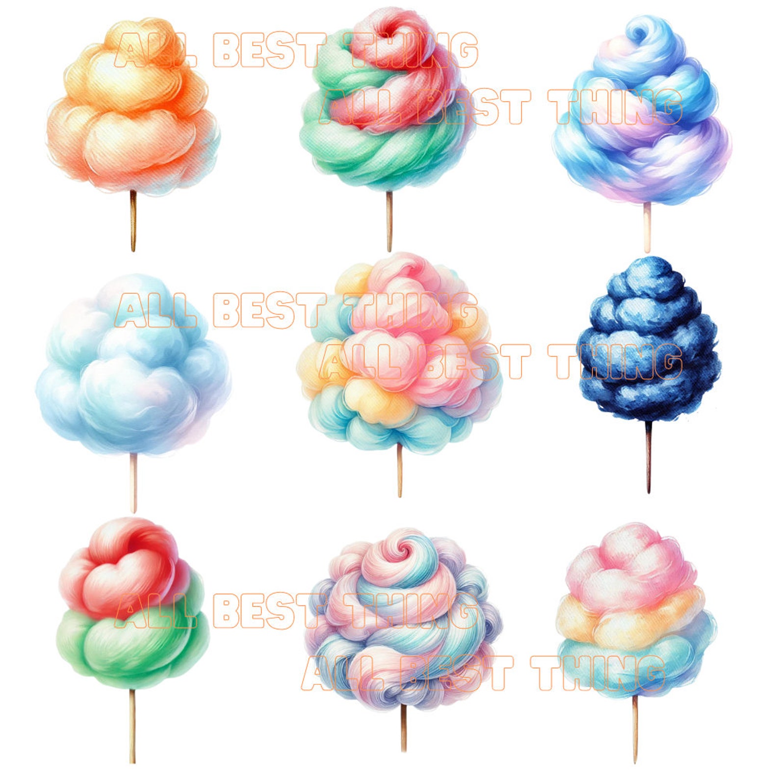 54 Cotton Candy Clipart, PNG With Transparent Background, Watercolor ...