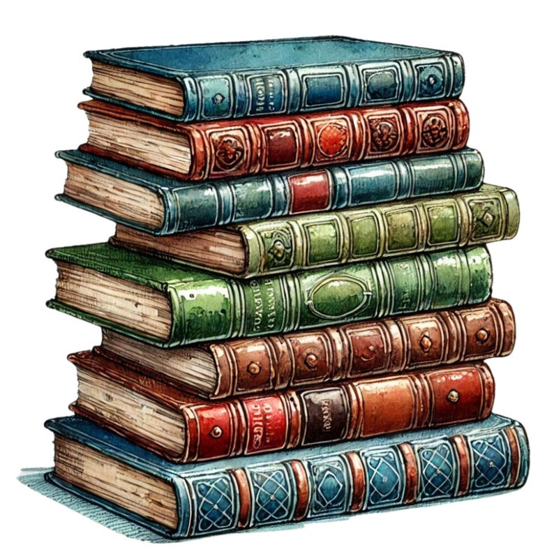 28 Old Book Clipart PNG, Vintage Book Clipart, Printable Watercolor ...