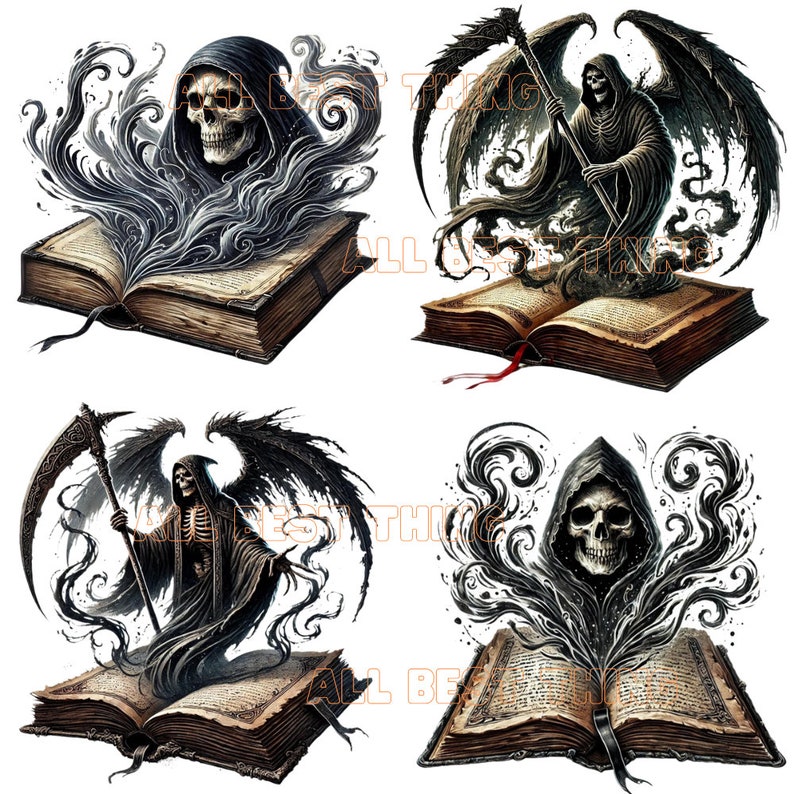 28 Watercolor Gothic Books Clipart PNG Bundle, Gothic Book Clipart Set ...