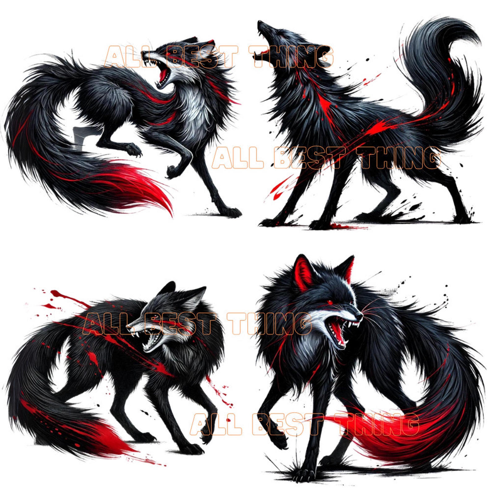 28 Watercolor Fox Black Clipart PNG, Line Art Clipart, Printable ...