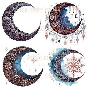 28 Celestial Mystical Filigree Moon PNG Clipart, Fantasy, Magical ...