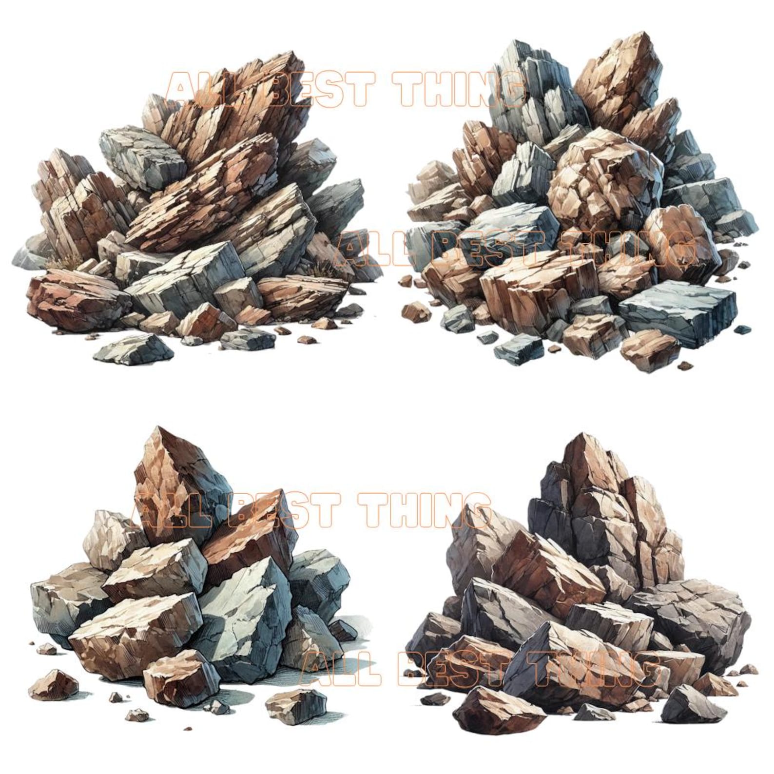 28 Rocks Clipart PNG, Rock Stone Clipart PNG, Printable Watercolor ...
