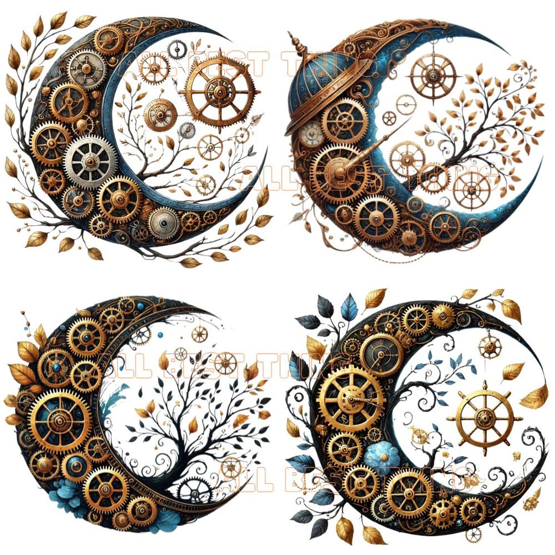 28 Watercolor Steampunk PNG Clipart Sky Steampunk Celestial Clipart ...
