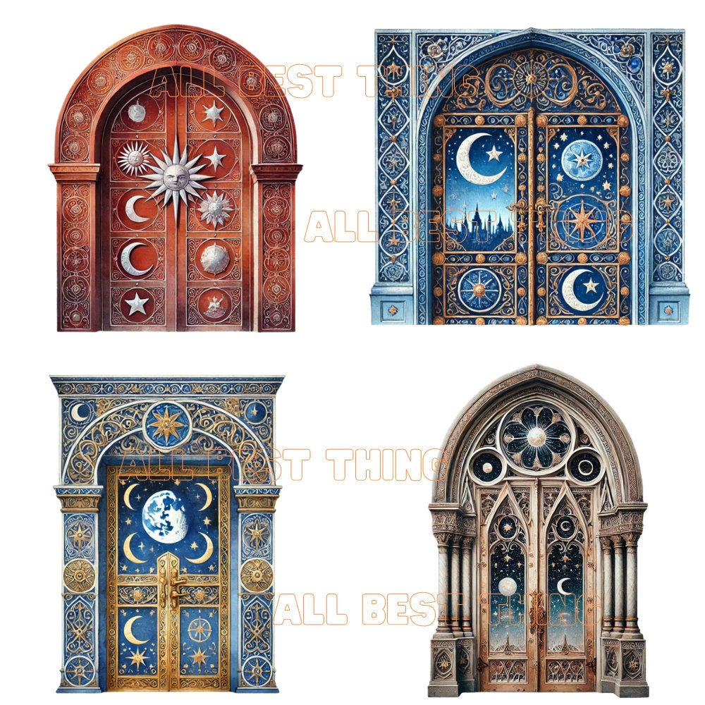 32 Celestial Doors Magical Fantasy Doors Clipart Bundle PNG Fairy ...