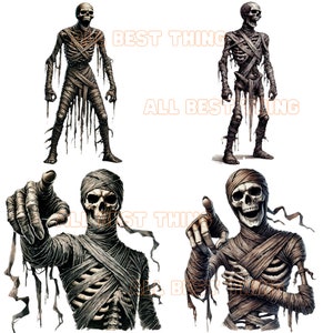 28 Watercolor Halloween Mummy Skull Clipart PNG, Mummy Clipart PNG ...