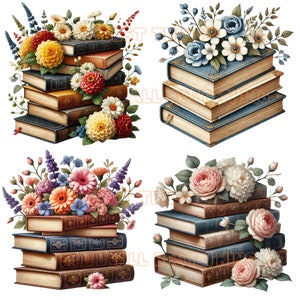28 Vintage Floral Books PNG Clipart, High Quality, Nursery Art, Instant ...