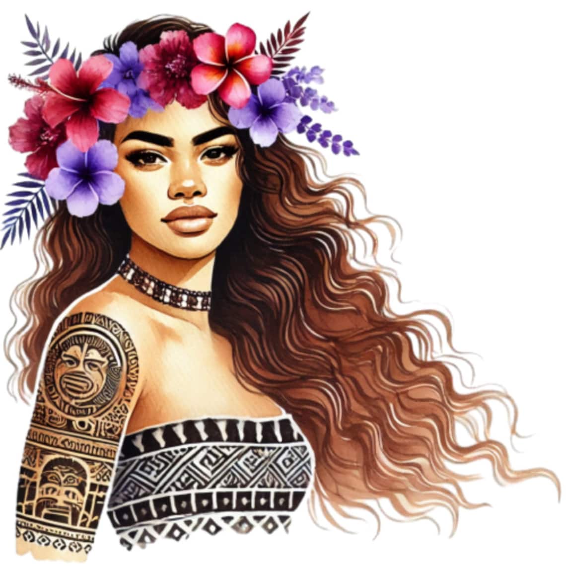 28 Watercolor Samoan Girl Clipart PNG, Watercolor PNG, Transparent ...