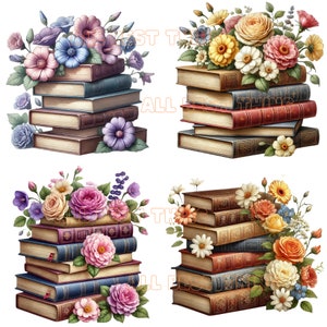 28 Vintage Floral Books PNG Clipart, High Quality, Nursery Art, Instant ...