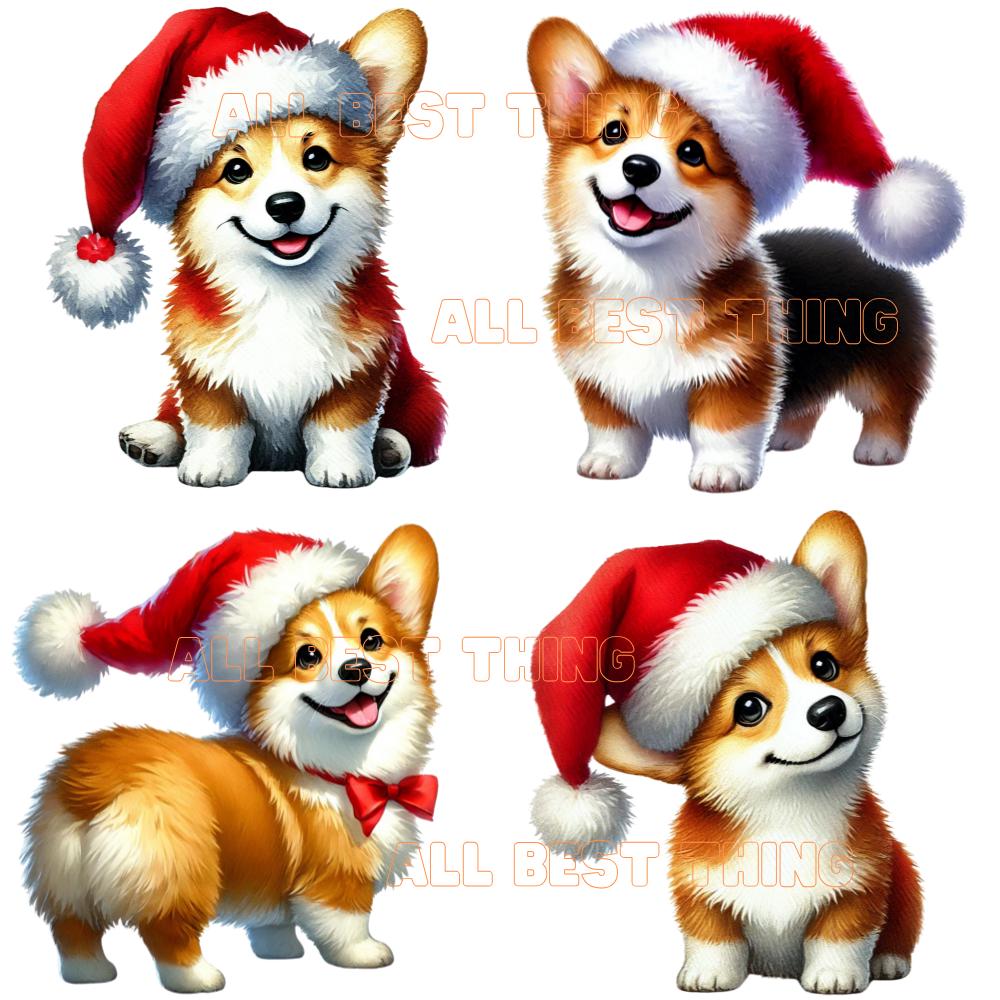 28 Corgi Dog Christmas Clipart PNG , Watercolor PNG, Cute Animal ...