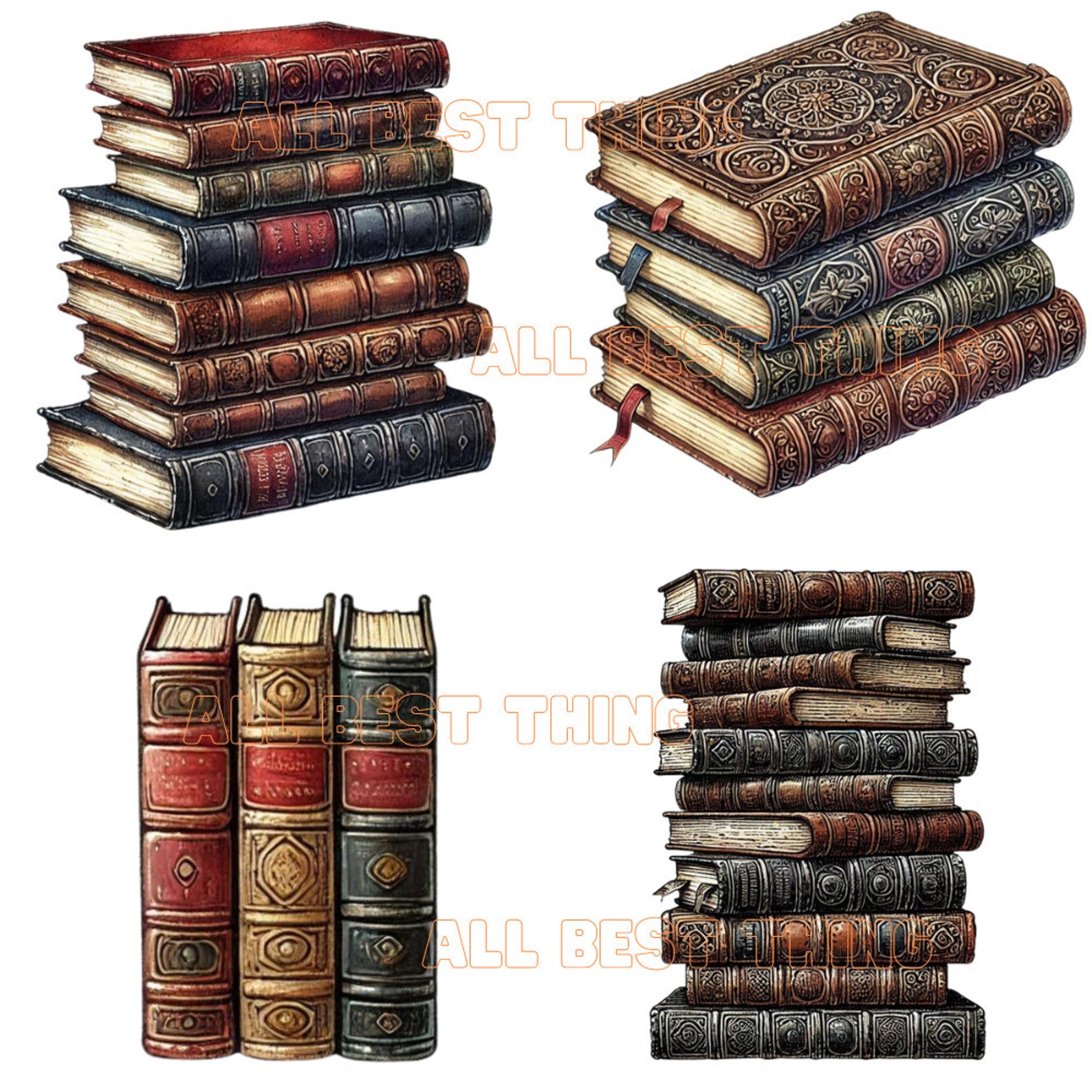 28 Old Book Clipart PNG, Vintage Book Clipart, Printable Watercolor ...