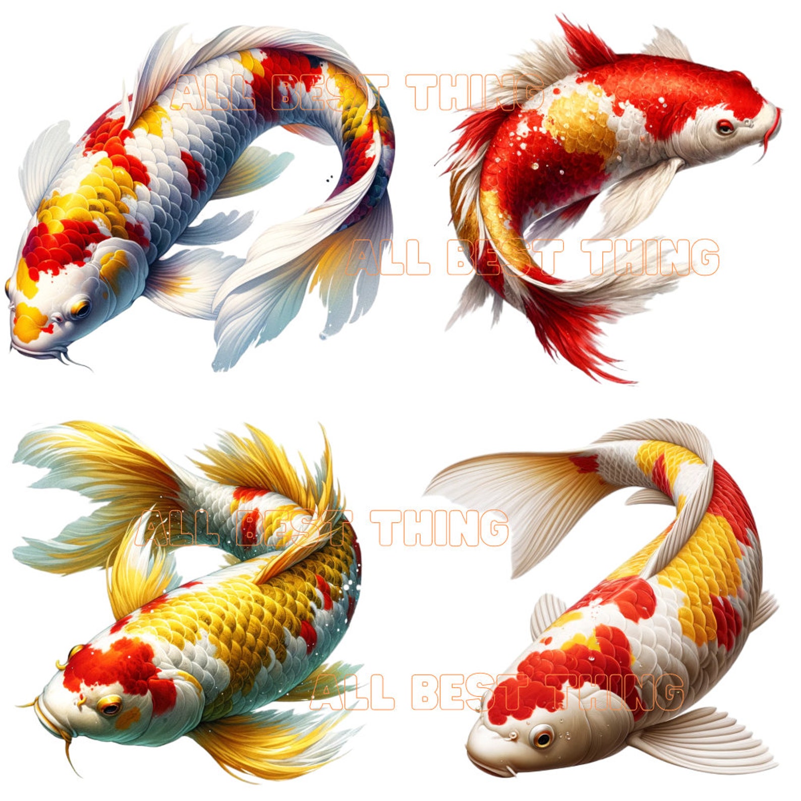 40 Koi Fish Clipart Bundle 20pc PNG | Koi PNG | Koi Clipart | Koi Fish ...