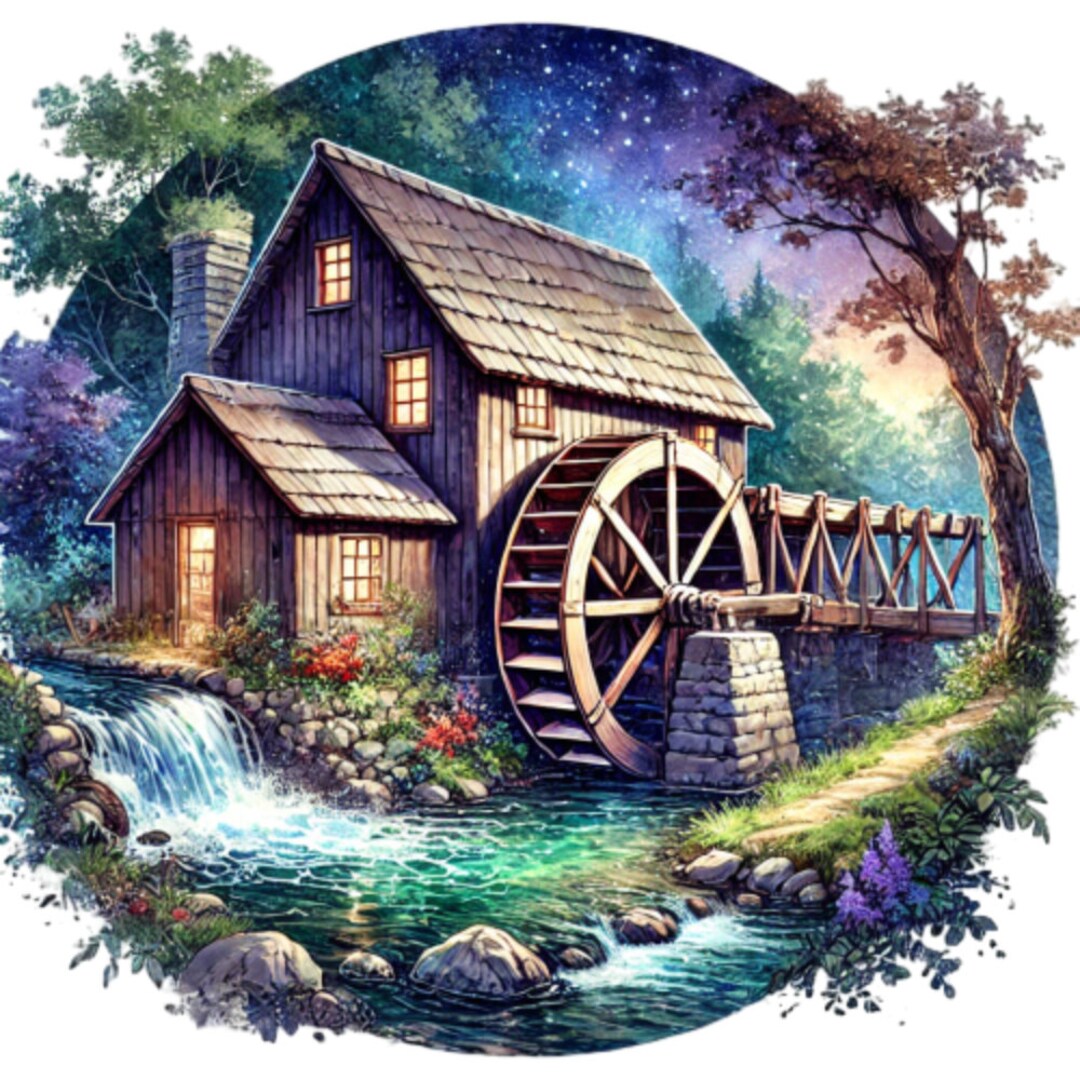 24 Watercolor Watermill PNG Clipart, High Quality, Landscape Clipart ...
