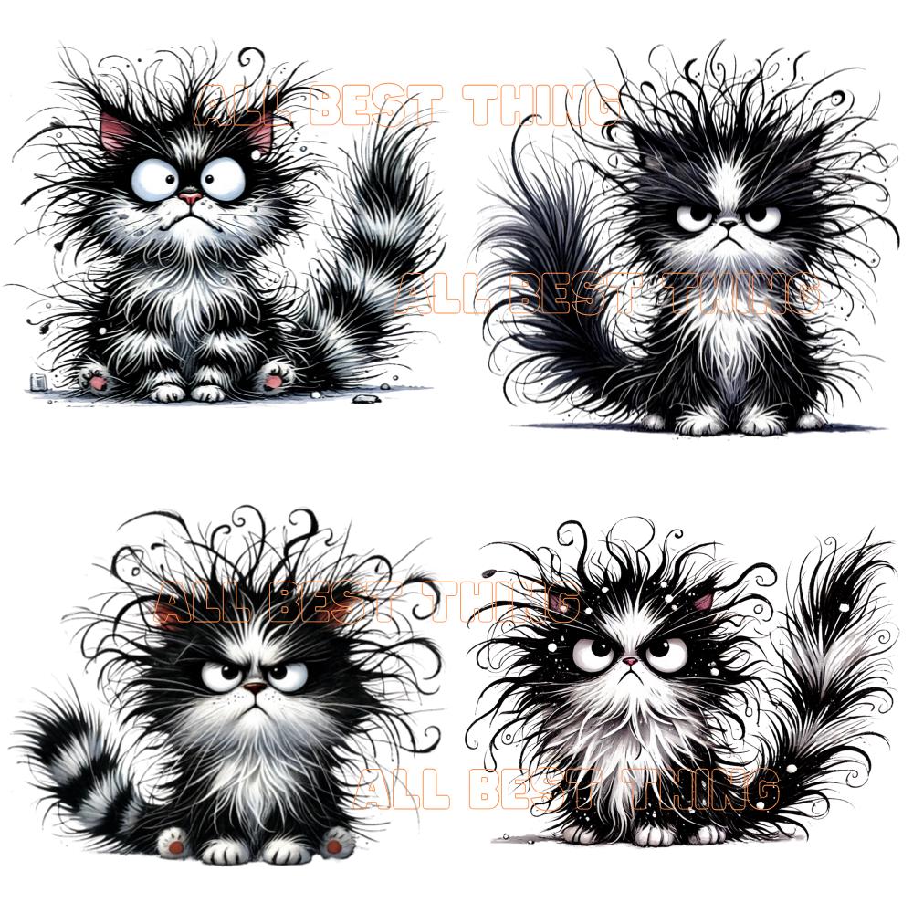 28 Frazzled Cat Clipart PNG, High Res Watercolor PNG for Junk ...