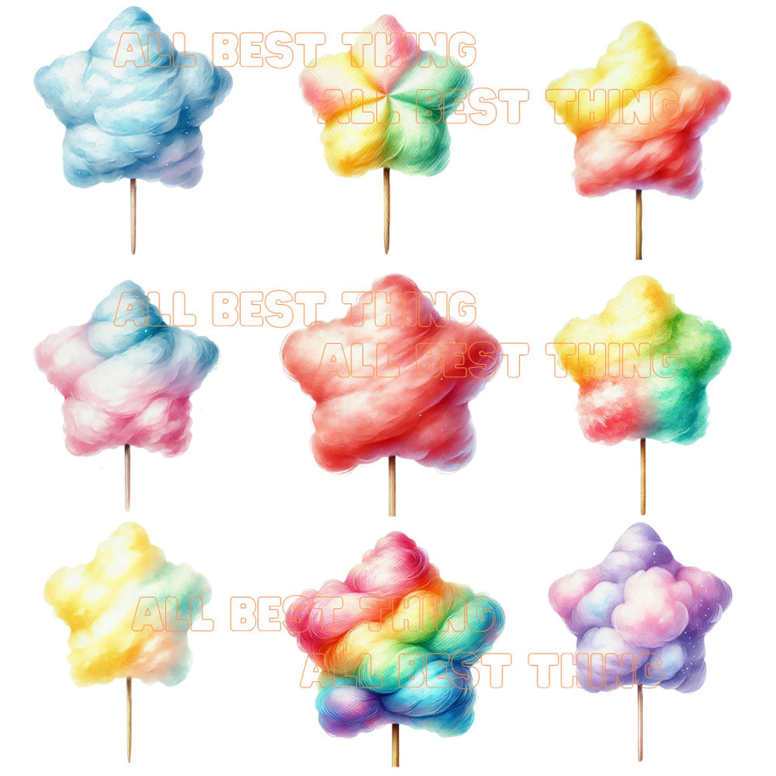 54 Cotton Candy Clipart, PNG With Transparent Background, Watercolor ...