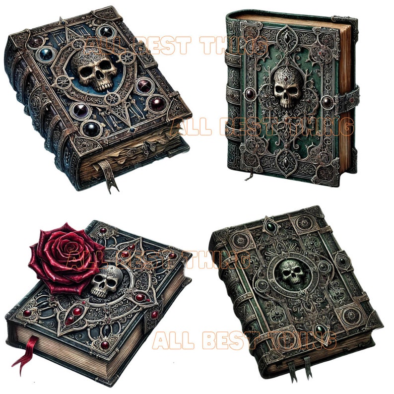 28 Watercolor Gothic Books Clipart PNG Bundle, Gothic Book Clipart Set ...