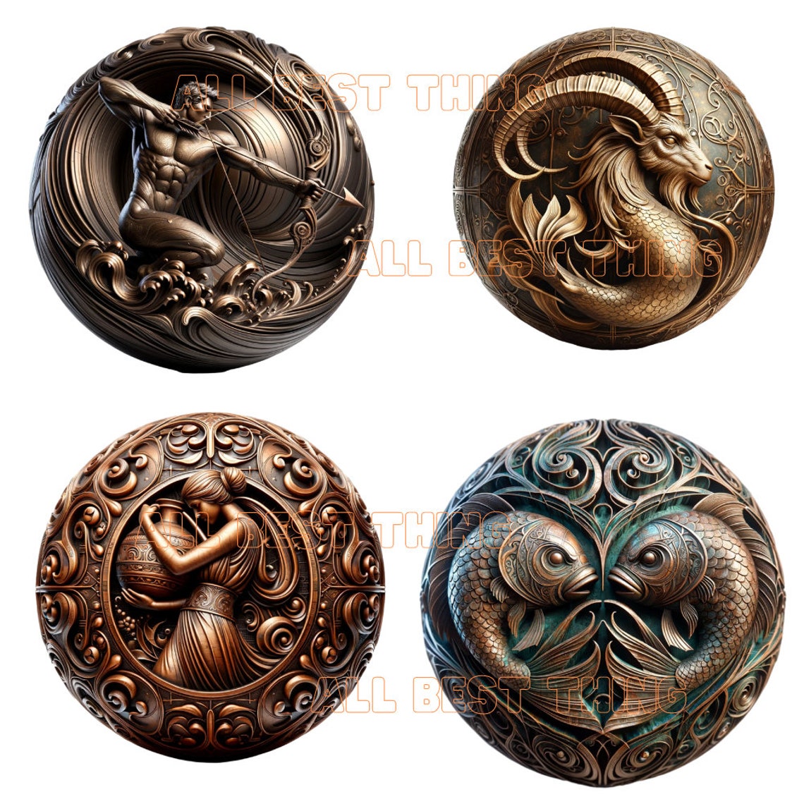 Zodiac Signs Clipart Bundle | 12 PNG | Digital Download | Commercial ...