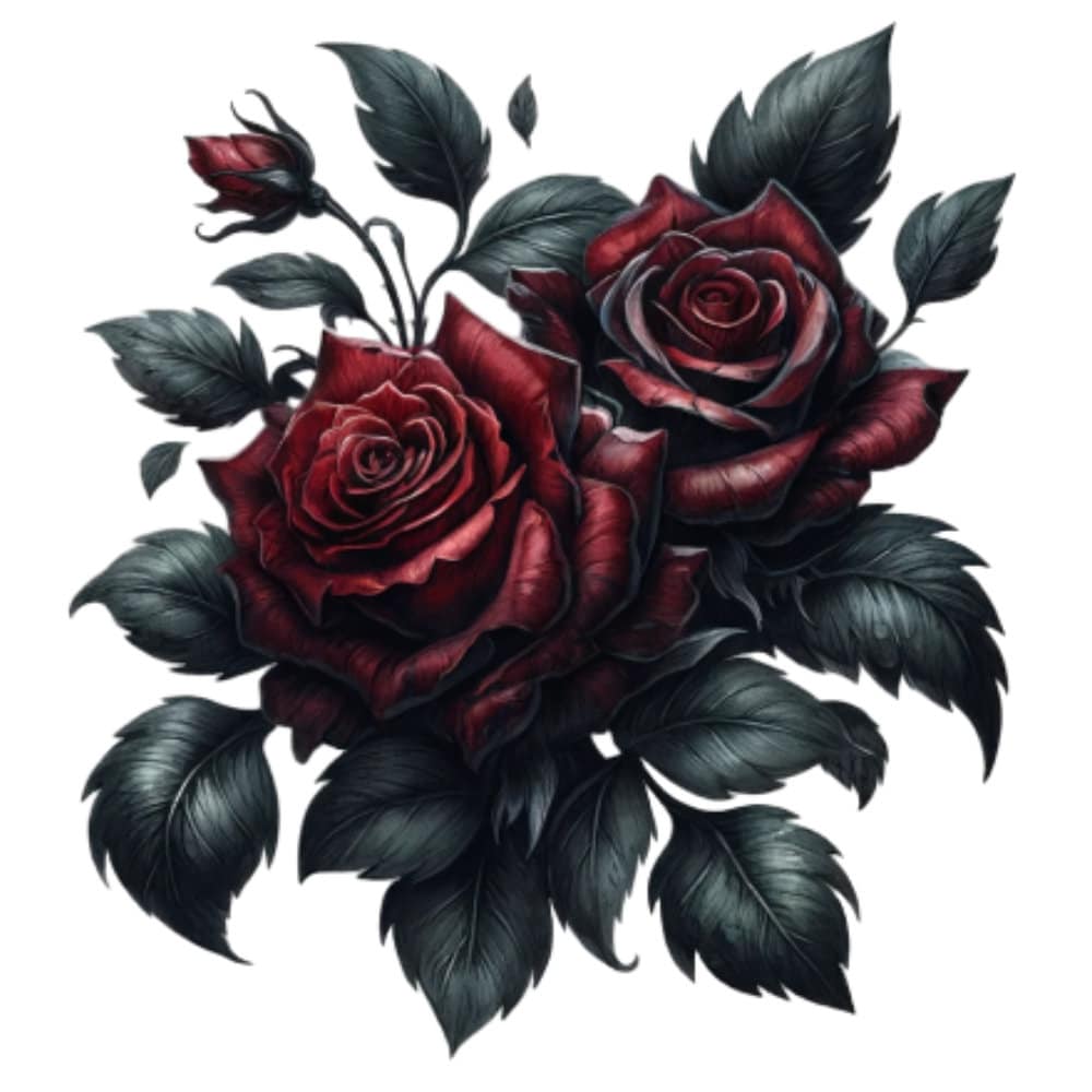 40 Watercolor Gothic Rose PNG Clipart, Dark Gothic Rose Floral Clip Art, Dark Fairytale Fantasy ...