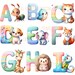 Watercolor Cute Animal Alphabet Collection Clipart, PNG Nursery Clipart ...