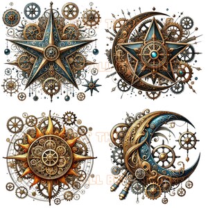 28 Watercolor Steampunk PNG Clipart Steampunk Celestial Clipart ...