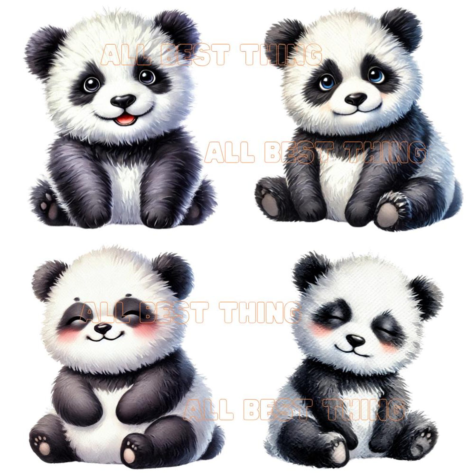 28 Cute Panda Clipart PNG, Adorable Panda Clipart Bundle, High-quality ...