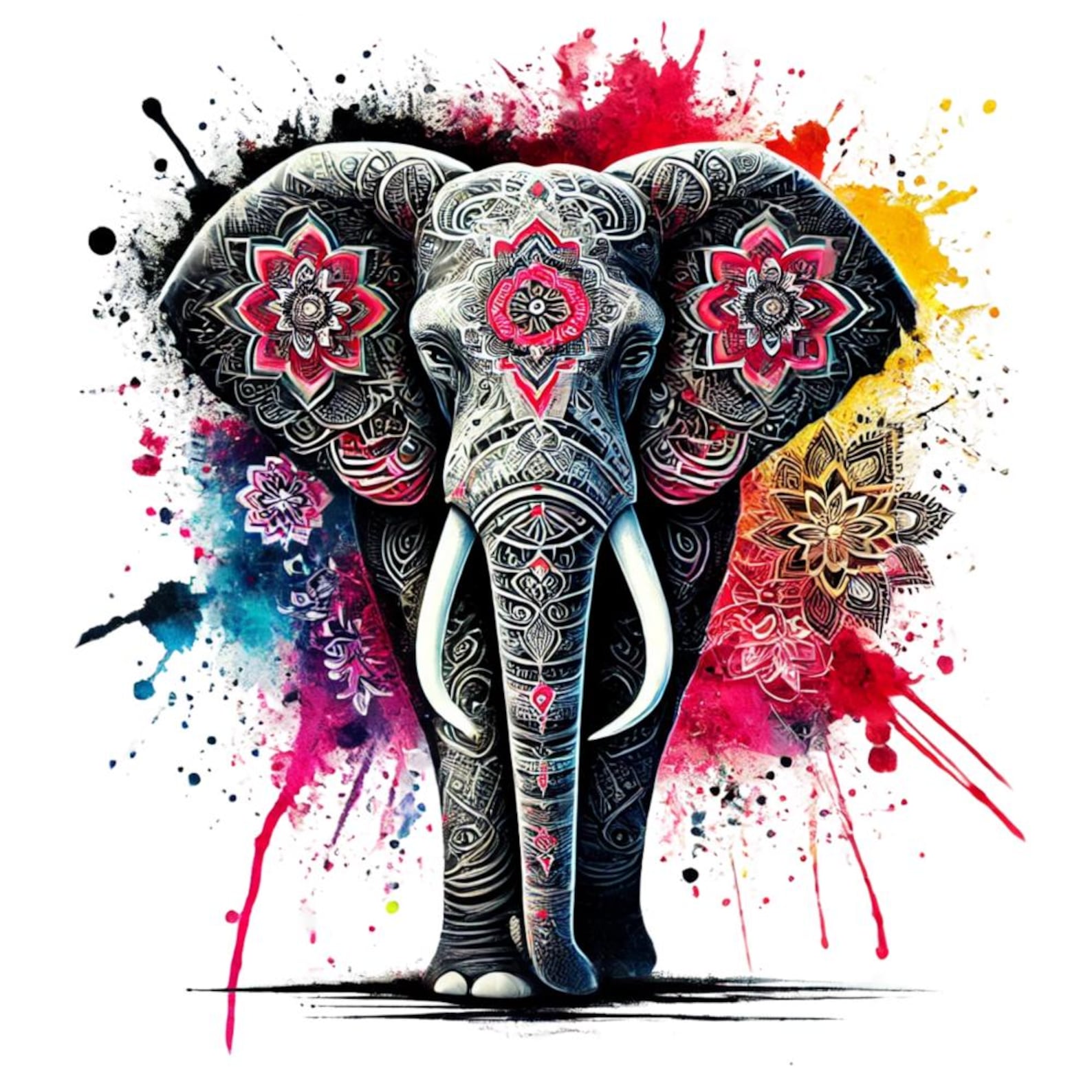 28 Mandala Elephant Clipart PNG, Elephant Digital Clipart, Mandala ...