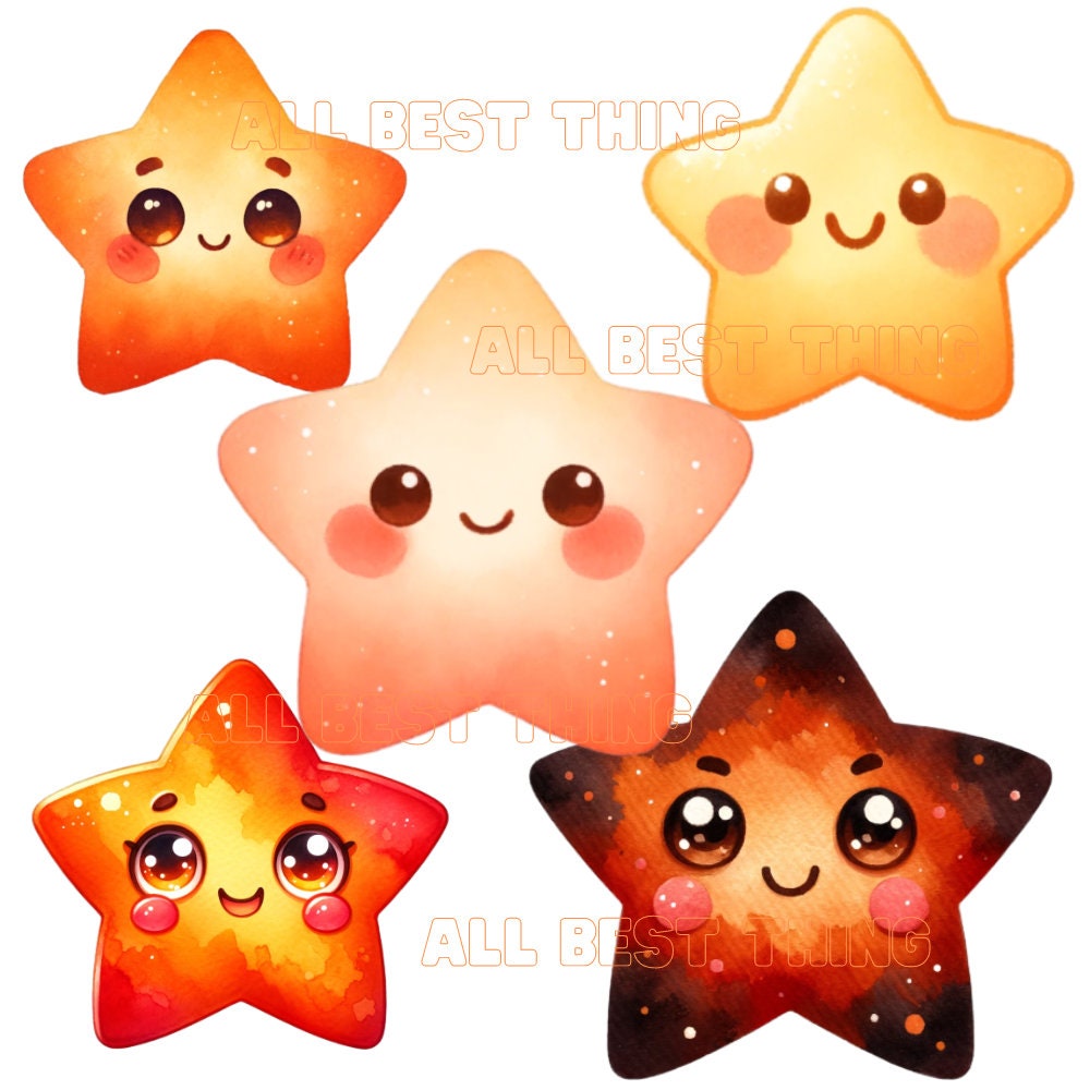 40 Watercolor Stars Clipart - Star Shapes Download - Instant Download ...