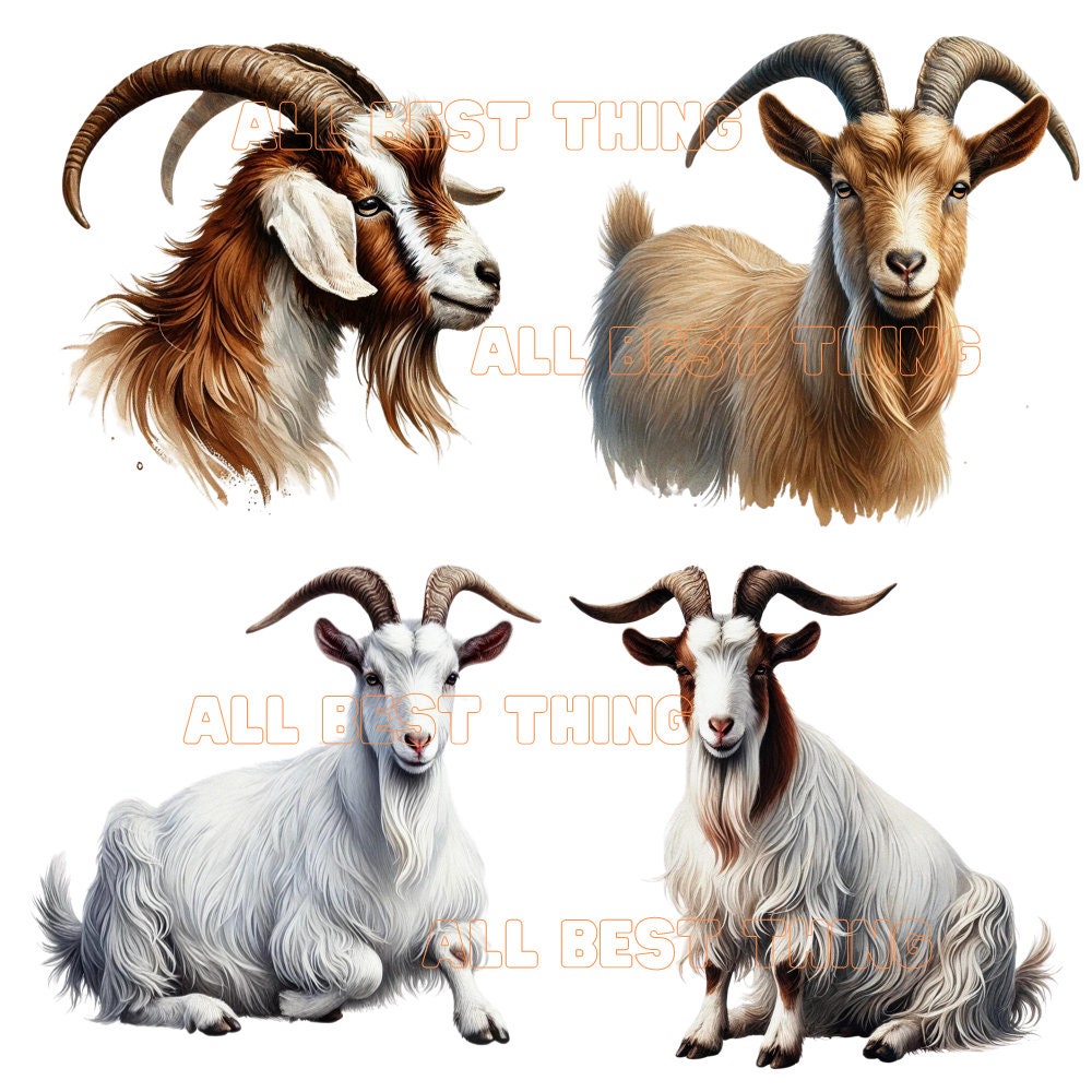28 Watercolor Farmyard Goat Clipart PNG, Goat Kid, Printable Watercolor ...