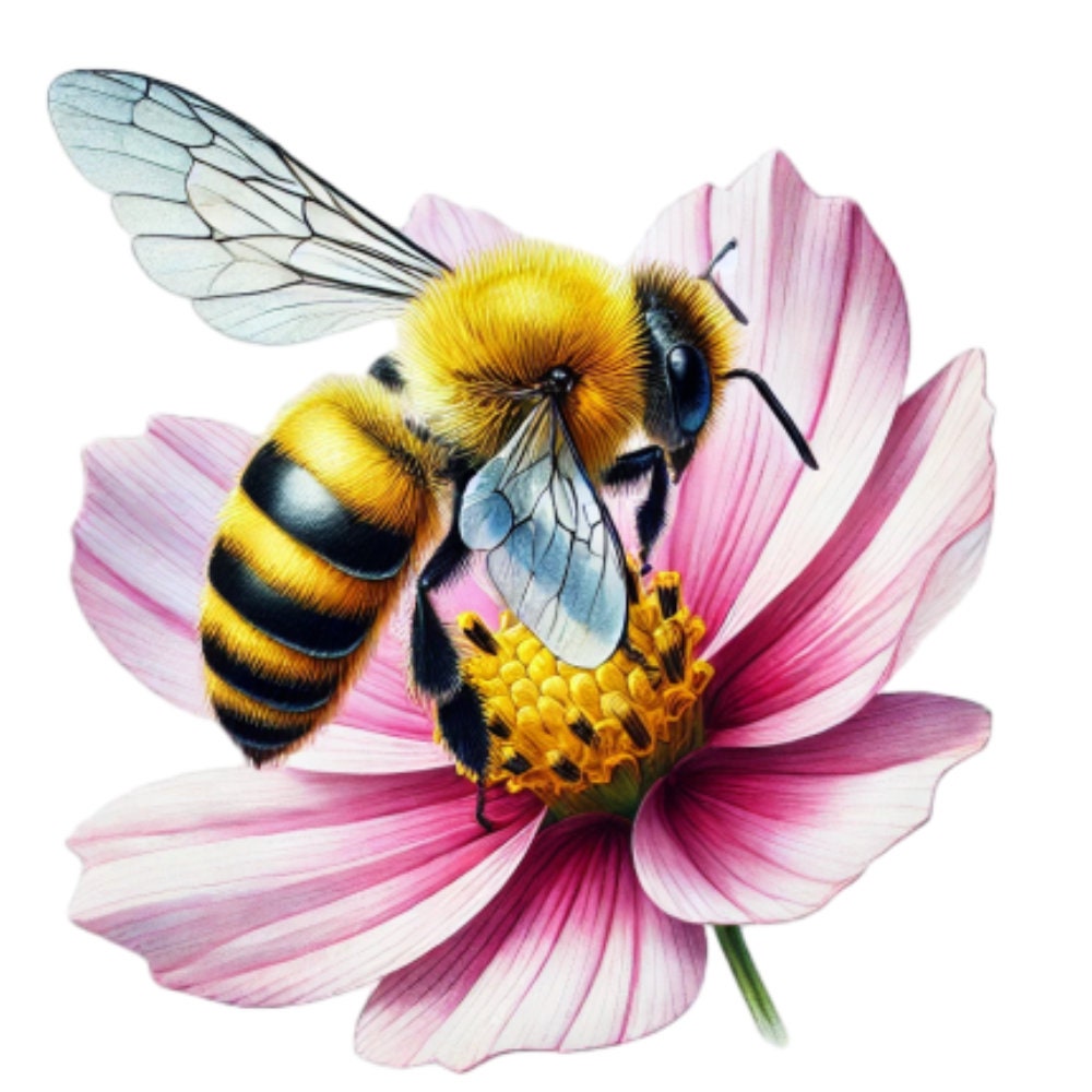 32 Bee PNG Clipart, Floral Bees PNG Clipart, Printable Watercolor ...