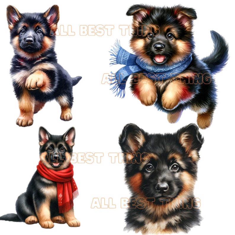 32 Cute German Shepherd Watercolor PNG Clipart, Cute Dog PNG, German ...