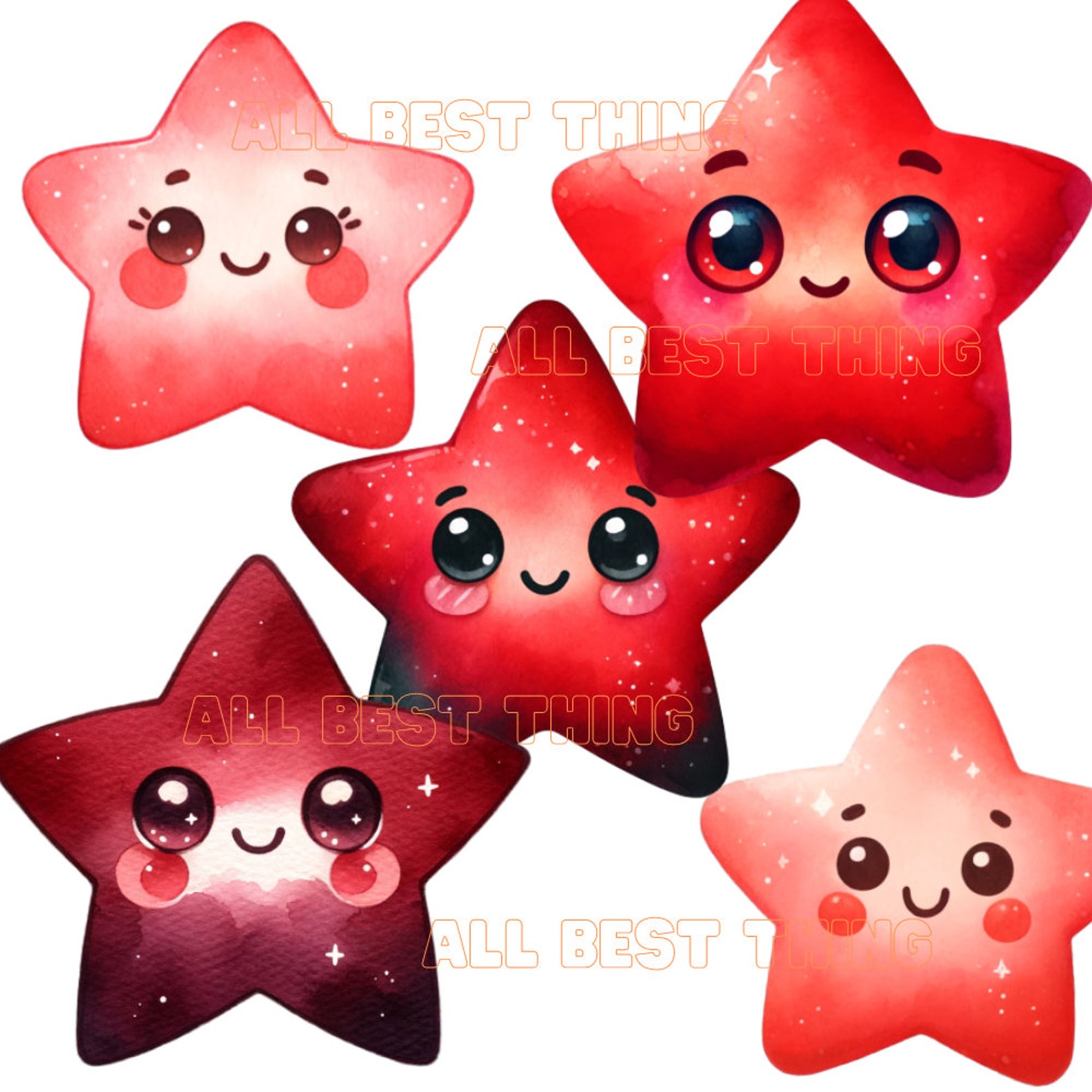 40 Watercolor Stars Clipart Star Shapes Download Instant Download Cute ...