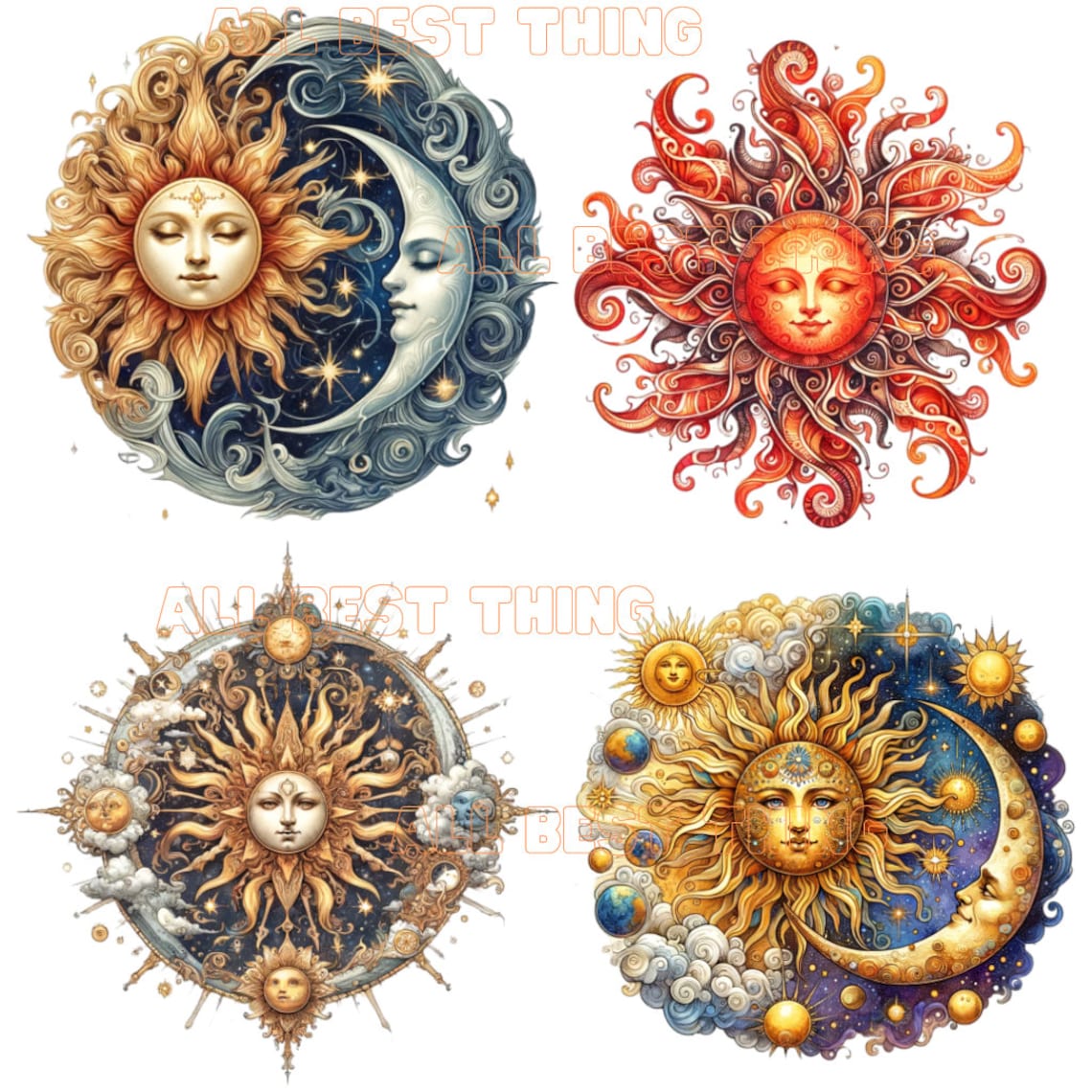 24 Celestial Sun Mystical Moon PNG Clipart, Fantasy, Magical Clipart ...