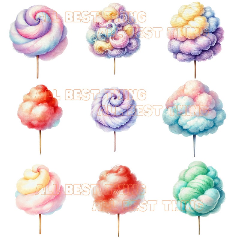 54 Cotton Candy Clipart, PNG With Transparent Background, Watercolor ...