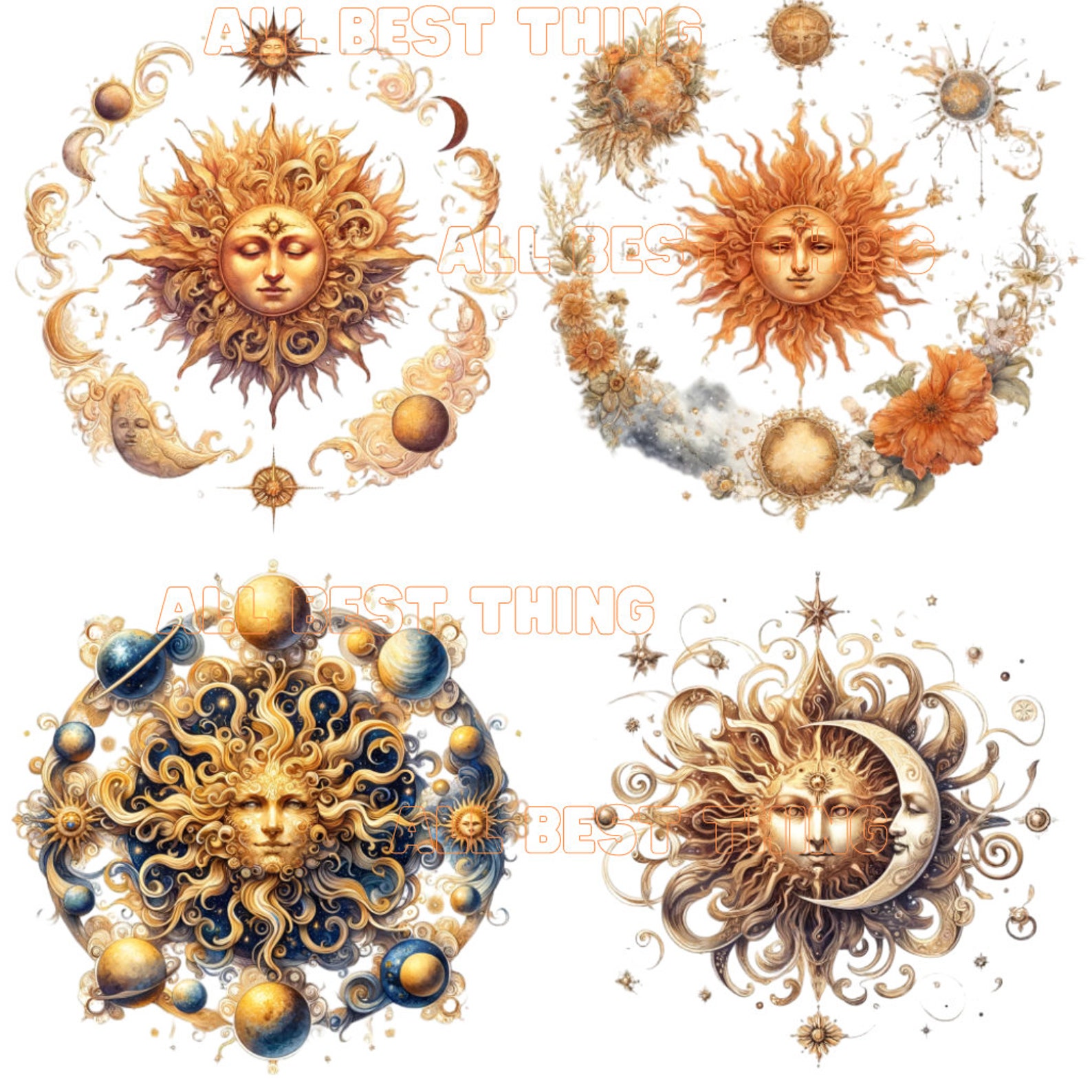 24 Celestial Sun Mystical Moon PNG Clipart, Fantasy, Magical Clipart ...