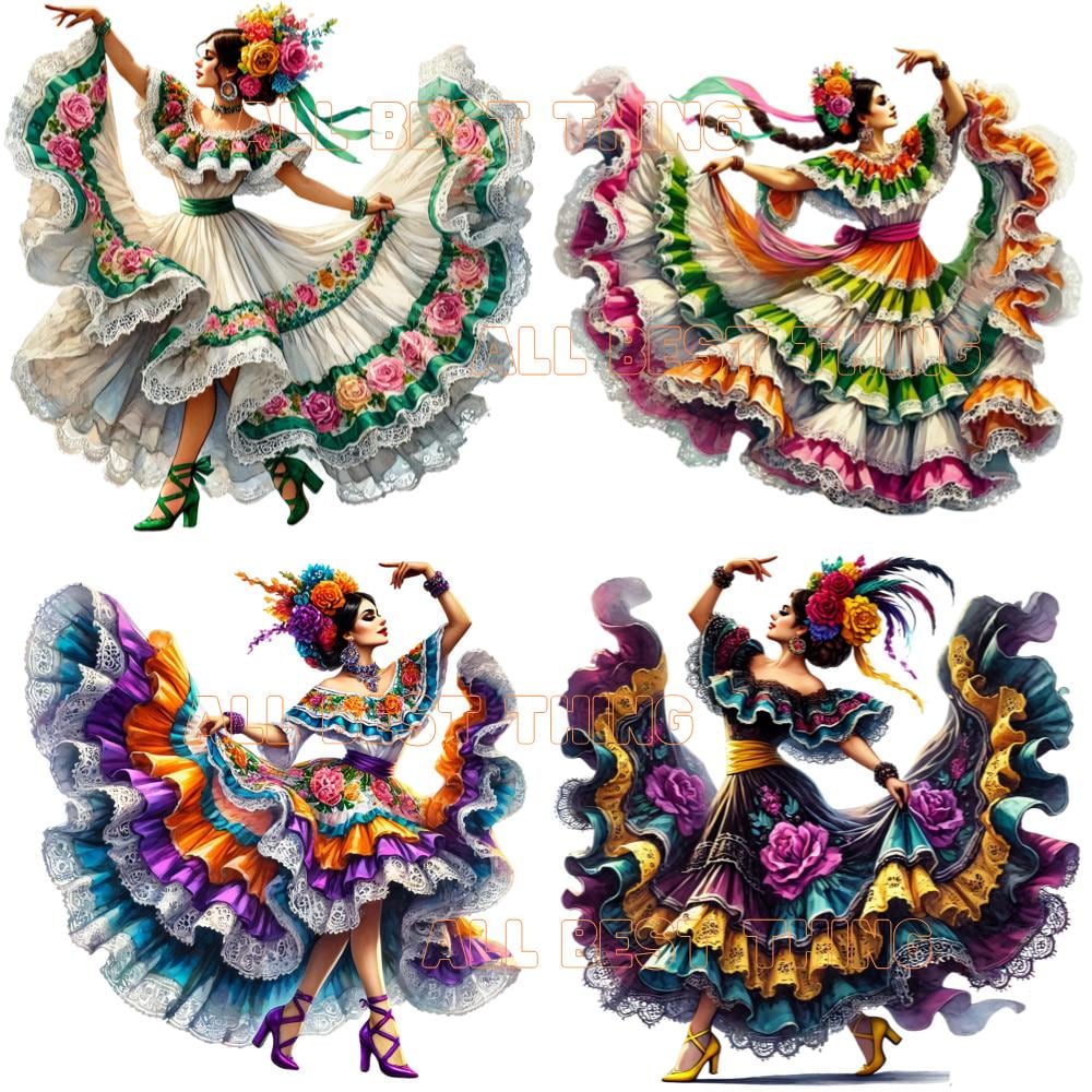 24 Mexican Ballerina Dancing Lady Clipart PNG, Cinco De Mayo Mexican ...