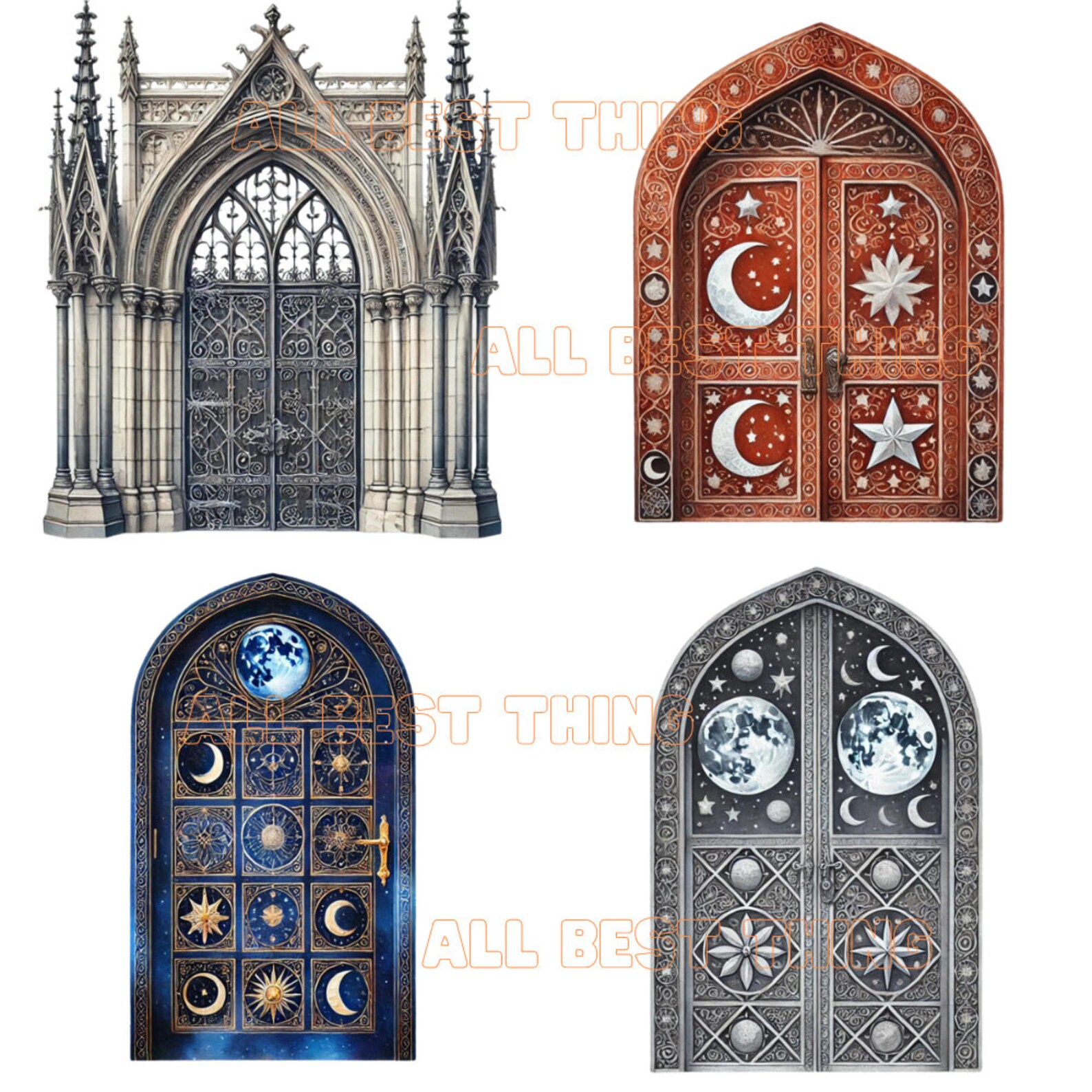 32 Celestial Doors Magical Fantasy Doors Clipart Bundle PNG Fairy ...