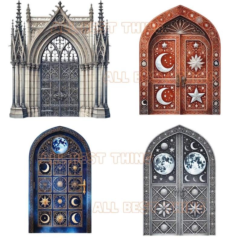 32 Celestial Doors Magical Fantasy Doors Clipart Bundle PNG Fairy ...