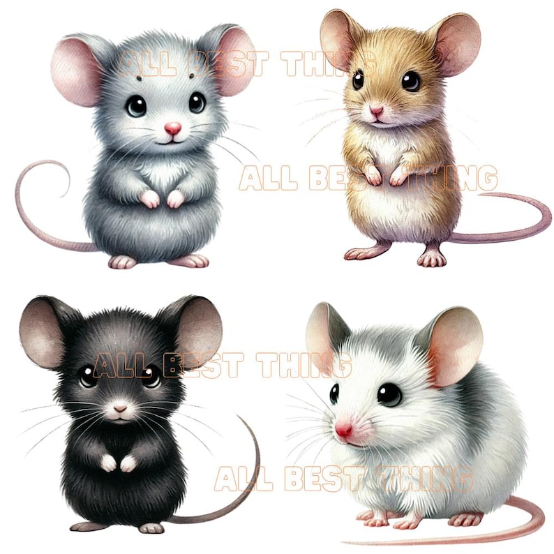 28 Rat Clipart PNG, Watercolor Pet Cute Rat Clipart Set, Printable Rat ...